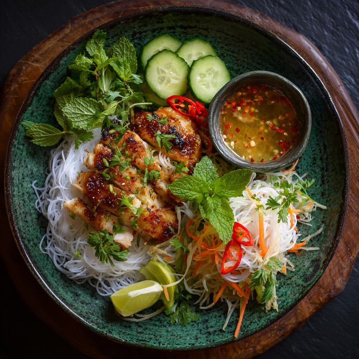 Vietnamese Lemongrass Chicken with Vermicelli Noodles & Pickled Veg